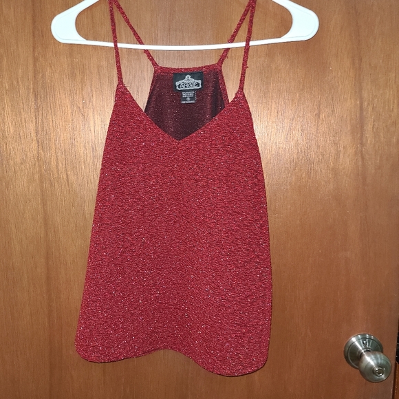 Tops | Ruby Red Shimmery Tank Top | Poshmark